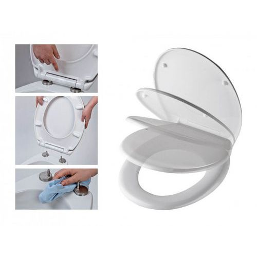 Deska klozetowa Schütte, soft close, biała - Manutan.pl